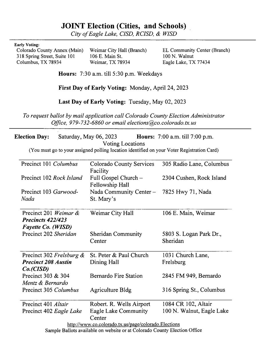 Colorado County Elections Department